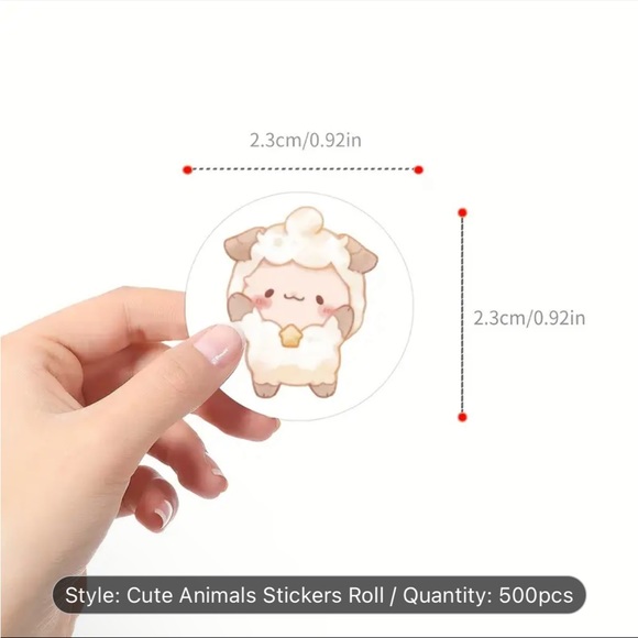 Office | Roll Of 50 Round Cute Animal Stickers Bunny Sheep Kitty Bee ...